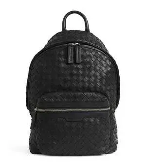 Officine Creative Leather Woven Armor Backpack - Black