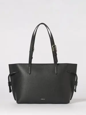 Furla Ava Grained Leather Shoulder Bag With Metal Logo