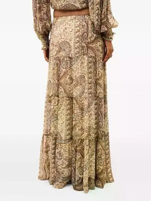 Ba&sh Cali Paisley-print Tiered Maxi Skirt
