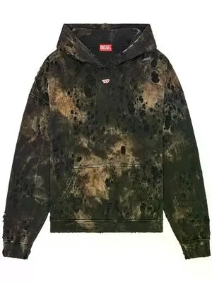 DIESEL® S-boxt-hood-n9 Distressed Cotton Hoodie - Black