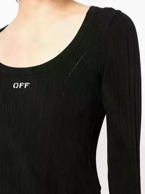 Off-White Logo Print Ribbed Top