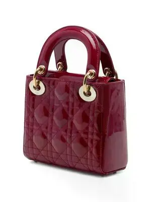 Dior Patent Cannage Lady Satchel - Red