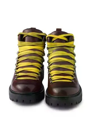Prada Antiqued Leather Lace-up Ankle Boots