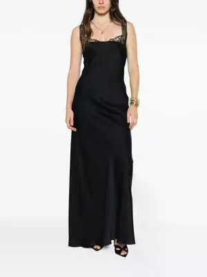 FORTE_FORTE Lace-trimmed Satin Maxi Dress