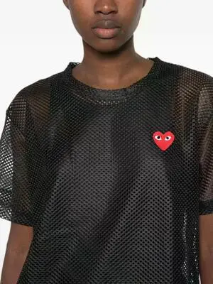 Play Comme Des Garcon Heart-patch Mesh T-shirt