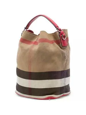 Burberry Canvas Ashby Bucket Bag With Leather Accents