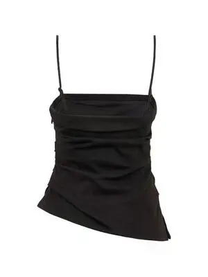 Simkhai Emerson Ruched Asymmetrical Tank Top - Black
