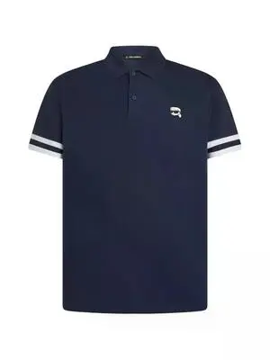 Karl Lagerfeld Ikon Striped-sleeve Cotton Polo Shirt - Blue