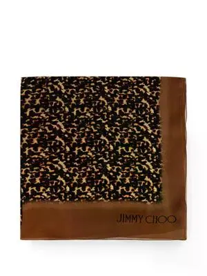 JIMMY CHOO Silk Scarf With Animal Motif - Brown