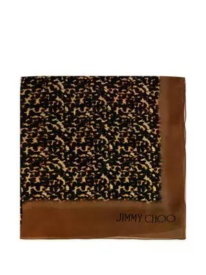 JIMMY CHOO Silk Scarf With Animal Motif - Brown
