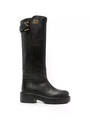 Miu Miu Buckle-detail Boots - Black