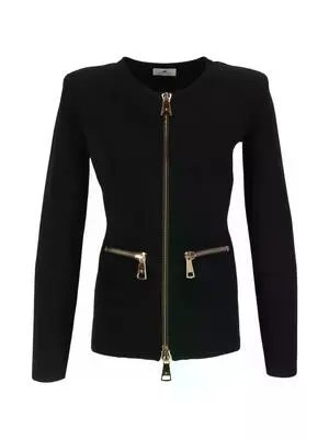 Elisabetta Franchi Cardigan In Knit-fabric With Zip - Black