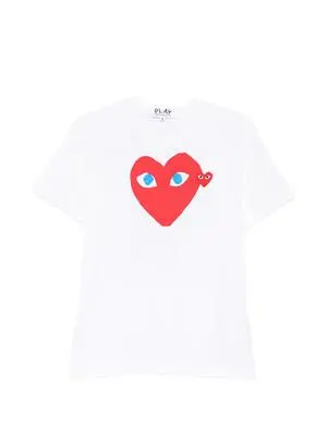 Play Comme Des Garcon Heart-print T-shirt - White