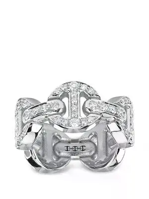 Hoorsenbuhs Tri-link Diamond Ring In 18k White Gold - Silver