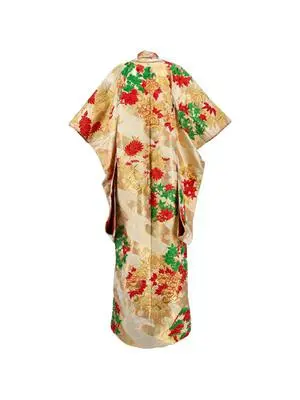 Vintage Floral-embroidered Kimono Coat - Neutrals