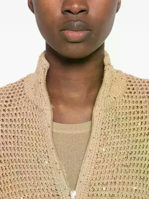 Max Mara Sequin-embellished Open-knit Cardigan