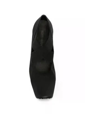 UMA WANG Crossover Strap Square Toe Ballet Flats - Black
