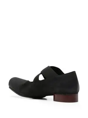 UMA WANG Crossover Strap Square Toe Ballet Flats - Black