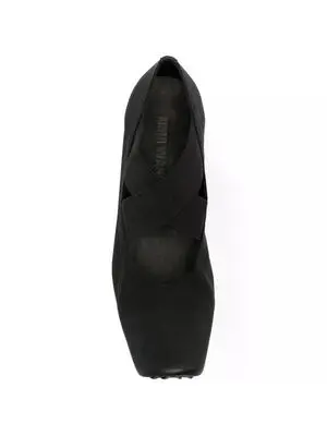 UMA WANG Crossover Strap Square Toe Ballet Flats - Black