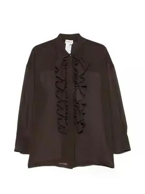 P.a.r.o.s.h Ruffled Long-sleeve Shirt - Brown