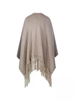 Max Mara Fringe-trimmed Knitted Poncho - Neutrals