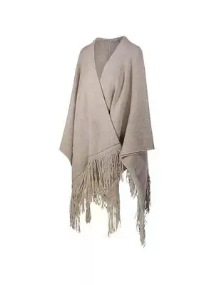 Max Mara Fringe-trimmed Knitted Poncho
