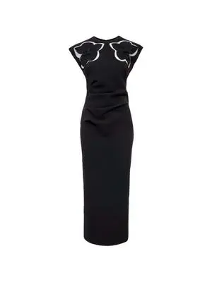 Acler Koda Floral-appliqué Midi Dress - Black