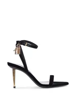 TOM FORD Padlock-detail Velvet Sandals - Black