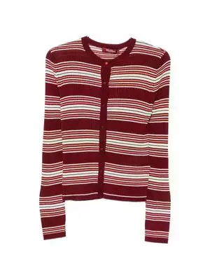 Max Mara Piombo Striped Ribbed-knit Cardigan - Red
