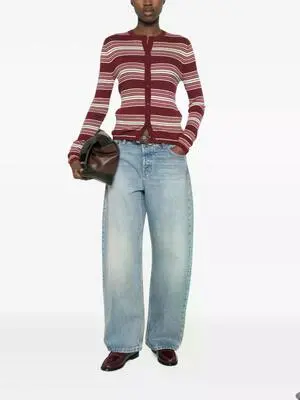 Max Mara Piombo Striped Ribbed-knit Cardigan