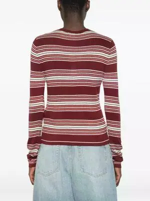 Max Mara Piombo Striped Ribbed-knit Cardigan