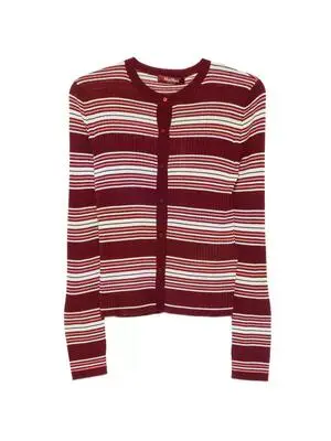 Max Mara Striped Ribbed-knit Cardigan - Red