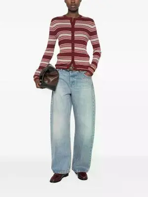 Max Mara Striped Ribbed-knit Cardigan - Red