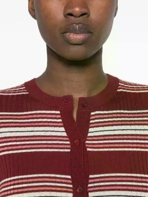 Max Mara Striped Ribbed-knit Cardigan - Red