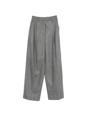 THELATEST Pleated Wide-leg Wool Blend Trousers - Grey