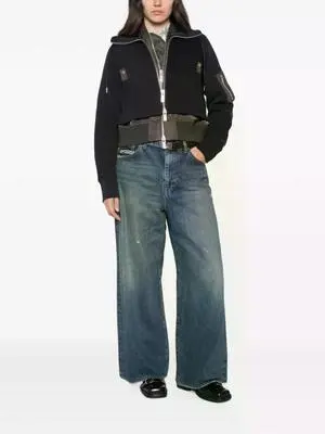 Sacai Distressed Wide-leg Jeans - Blue