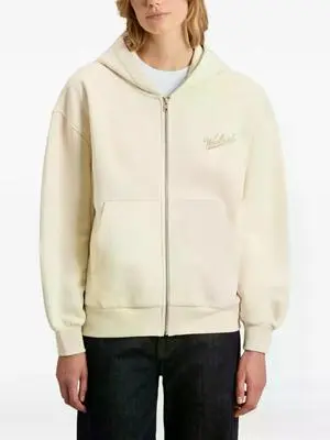 Woolrich Embroidered Logo Zip-up Hoodie - Neutrals