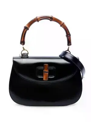 Gucci 20th Century Calfskin Bamboo Night Satchel - Black