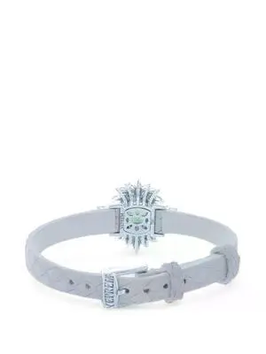 Yeprem Emerald And Diamond Stamped Leather Bracelet