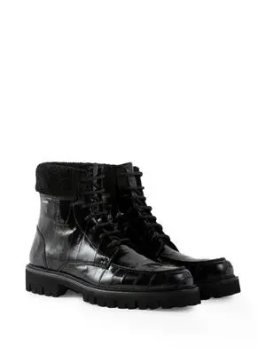 GIUSEPPE ZANOTTI Andris Eel Skin Combat Boots With Wool Cuff