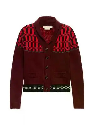 Marni Jacquard-knitted Cardigan - Red