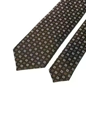 BOSS Geometric Pattern Neck Tie - Brown