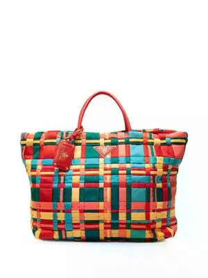 Prada 2000-2013 Multicolor Woven Tessuto Shopping Tote Bag - Multicolour