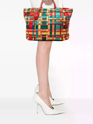 Prada 2000-2013 Multicolor Woven Tessuto Shopping Tote Bag