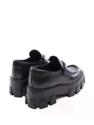 Prada Logo Plate Platform Loafers