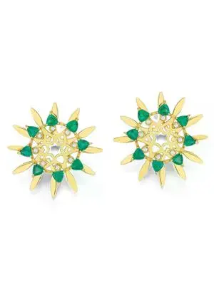 CAROL KAUFFMANN Mandala Emerald And Diamond Hoop Earrings