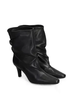 THE SELLER Slouchy Pointed-toe Leather Ankle Boots