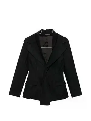 Yohji Yamamoto Asymmetric Flap-pocket Jacket - Black