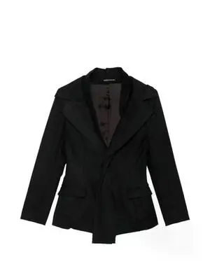 Yohji Yamamoto Asymmetric Flap-pocket Jacket - Black