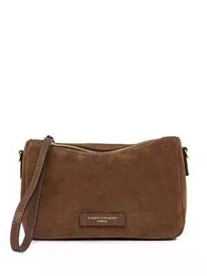 GIANNI CHIARINI Small Nora Pouch Logo-patch Suede Clutch Bag
